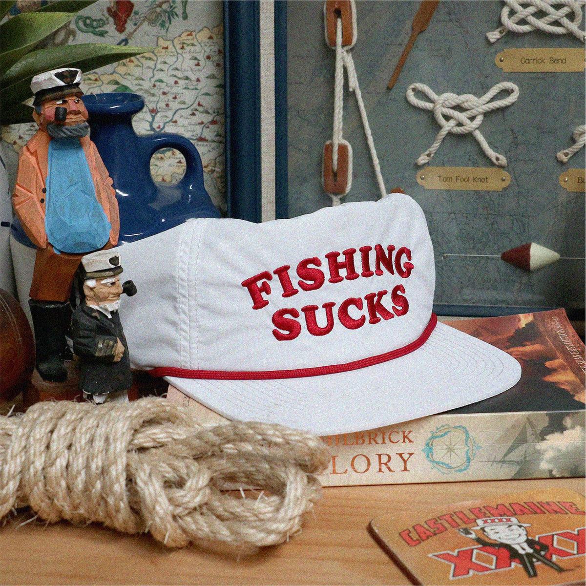 Fishing Sucks - White Cap – Lobster Shanty
